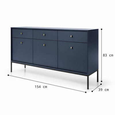 Elegant Mono Large Sideboard Cabinet H830mm W1540mm D390mm in Navy ...