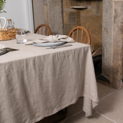Elegant Natural Pure Linen Dining Tablecloth