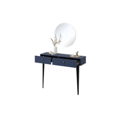 Elegant Navy Milano Dressing Table - Sleek Design with Two Drawers (H ...