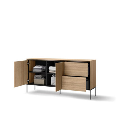 ELEGANT OAK LINEAR SIDEBOARD H850MM W1670MM D410MM - MODERN DESIGN WITH ...