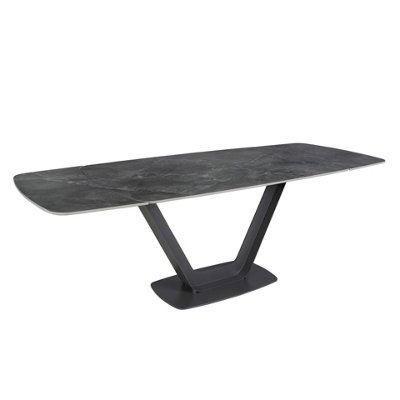 Elegant Oval Barrel Dining Table with Extendable Features in Porcelain ...