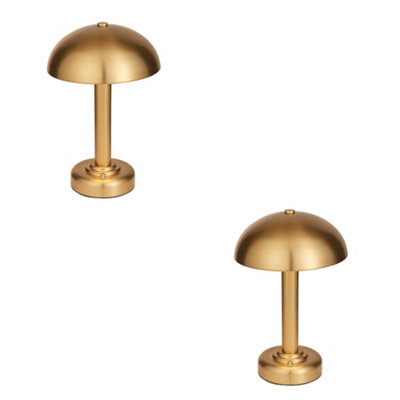 Elegant Rechargeable Brass Table Lamps - 2 Pack with Dimmable LED Light