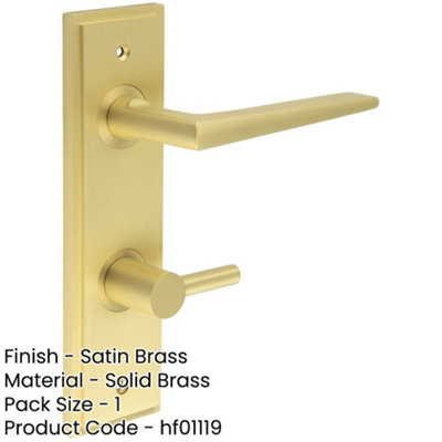 Elegant Satin Brass Bathroom Door Handle with Backplate and Turn ...