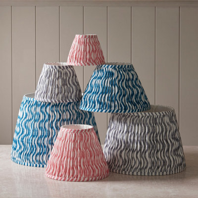 Elegant Set of 2 Marlin Blue Tapered Lamp Shades - Handcrafted Pleated ...