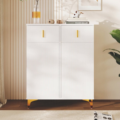 Elegant sideboard with structural panels, adjustable shelves and gold ...