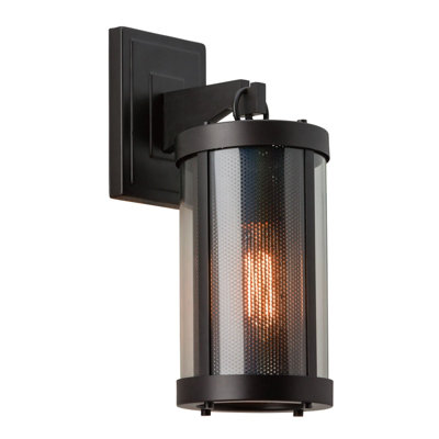 Elegant Wall Light with Black Glass Panels and Oil Rubbed Bronze Finish