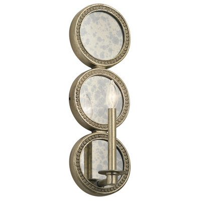 Elegant Wall Light with Glass Back Plates in Sterling Gold and Silver Tones