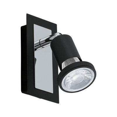 Elegant Wall Spot Light in Black and Chrome with GU10 Bulb