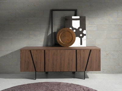Elegant Walnut Sideboard with Black Steel Legs
