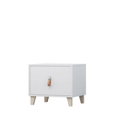 Elegant White Matt Bedside Table H470mm W540mm D450mm - Modern Design ...