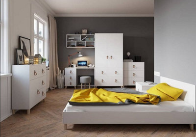 Elegant White Matt Bedside Table H470mm W540mm D450mm - Modern Design ...