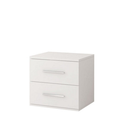 Elegant White Matt Bedside Table H510mm W550mm D440mm - Sleek Storage ...
