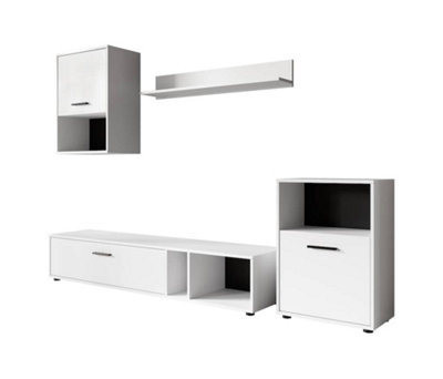 Elegant White Matt Halo Entertainment Unit W220cm H140cm D36cm - Modern ...