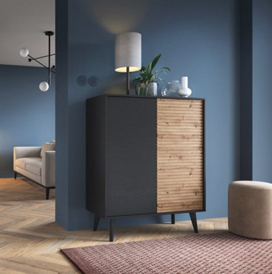 Elegant Willow Highboard Cabinet H1250mm W1040mm D390mm in Oak Artisan ...