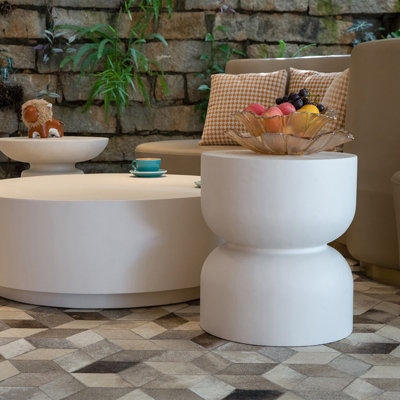 Elementi Chronos GRC Side Table in Cream White | DIY at B&Q