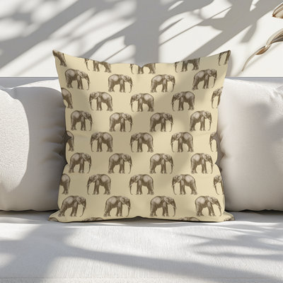 Elephants Printed Faux Suede Cushion 30cm x 30cm