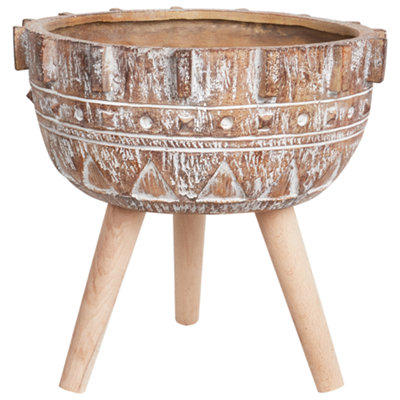 Elevated Plant Pot ASPLENIUM Ceramic 37 cm Light Brown