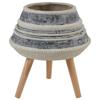 Elevated Plant Pot ATHAEA Ceramic 37 cm Beige