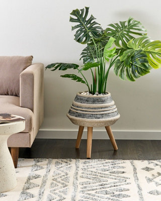 Elevated Plant Pot ATHAEA Ceramic 37 cm Beige