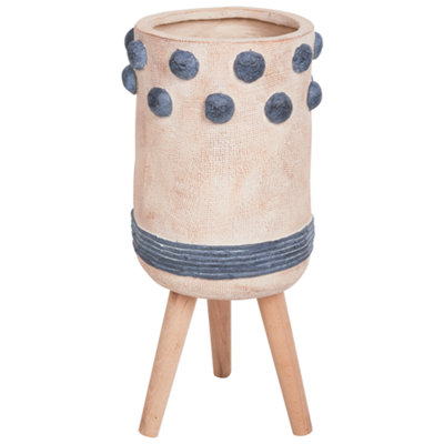 Elevated Plant Pot BLETILLA Ceramic 27 cm Sand Beige