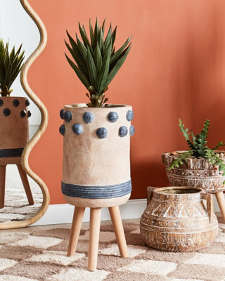 Elevated Plant Pot BLETILLA Ceramic 27 cm Sand Beige
