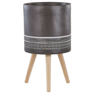 Elevated Plant Pot EVRETI Ceramic 39 cm Dark Grey
