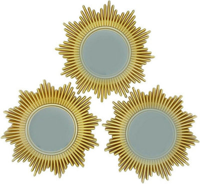 Elex Set of 3 Shabby Chic Round Sunburst Mirror Decorative Wall Hanging ...