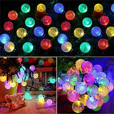 Elex Solar String Lights Outdoor Garden 50 LED Waterproof Globe 8 Modes ...