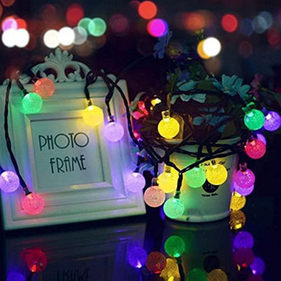 Elex Solar String Lights Outdoor Garden 50 LED Waterproof Globe 8 Modes ...