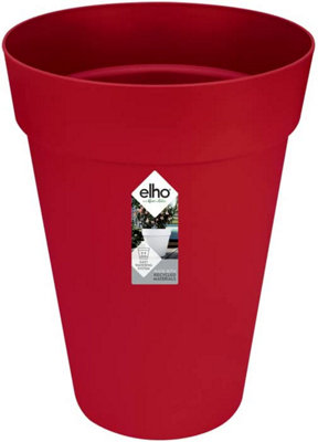 Elho Loft Urban Round High 35cm Plastic Plant Pot in Cranberry Red ...