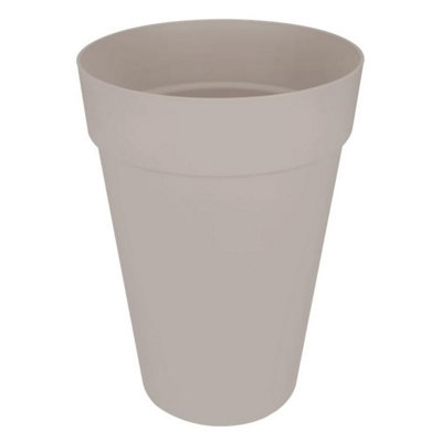 Elho Loft Urban Round High 35cm Warm Grey Recycled Plastic Plant Pot ...