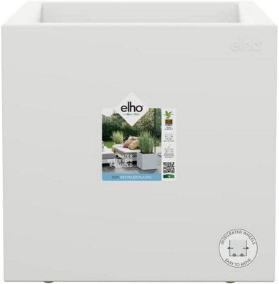 Elho Vivo Next Square 40cm Plastic Plant Pot in White | DIY at B&Q