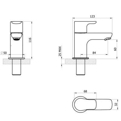 Elion Chrome Bath Pillar Tap Pair, Classic Hot & Cold Taps for Two-Hole ...