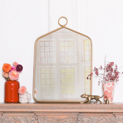 Elise Rectangular Gold Finish Minimalist Mirror with Loop