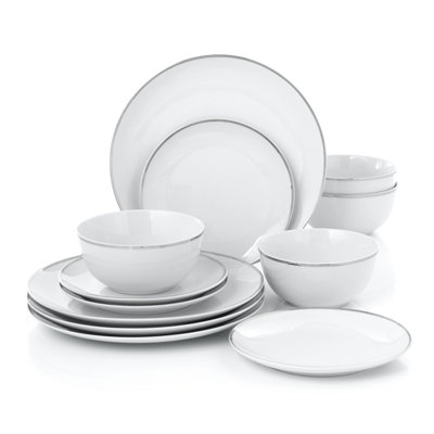 Elite Platinum Rim 12-Piece Dinnerware Set