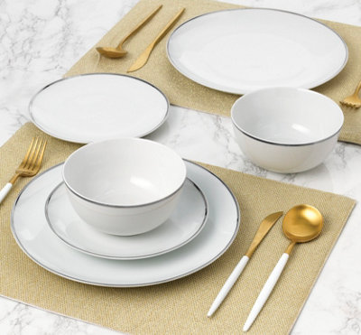 Elite Platinum Rim 12-Piece Dinnerware Set