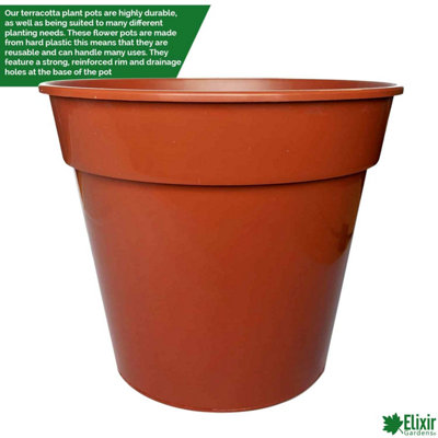 Elixir Gardens 21cm Deep Terracotta Effect Plastic Plant Pot x14