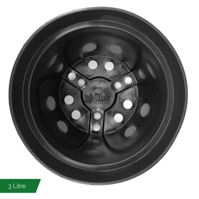 Elixir Gardens 3L Black Recycled Plastic Plant Pot x8