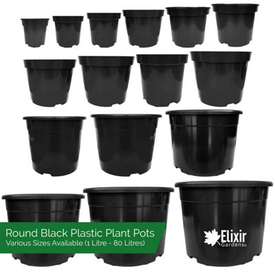 Elixir Gardens 5L Black Recycled Plastic Plant Pot x6