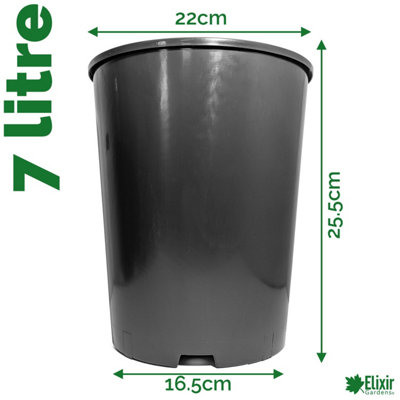Elixir Gardens 7L Black Plastic Deep Rose Pots x50
