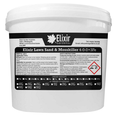 Elixir Gardens Lawn Sand & Moss Killer 4 - 0 - 0 Tub x 5kg