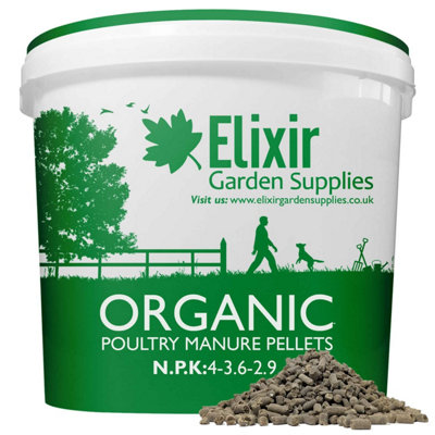 ELIXIR GARDENS ORGANIC CHICKEN MANURE PELLETS FERTILISER IN TUB X20KG