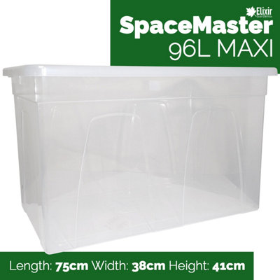 Elixir Gardens Space Master Clear Plastic 96L Storage Box x10