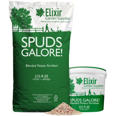 Elixir Gardens Spuds Galore 15-9-20 Slow-Release Blended Potato Fertiliser & Plant Food x2kg Tub