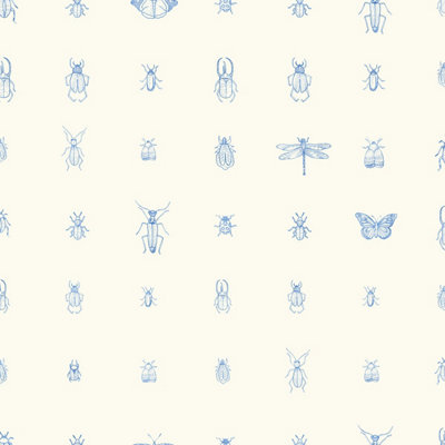Elizabeth Ockford The Garden Bug Marine Blue on Cream Cleo Insect ...