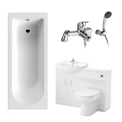 Ellen 1700mm Bath, WC Unit, Back To Wall Toilet, Vanity Basin Unit ...