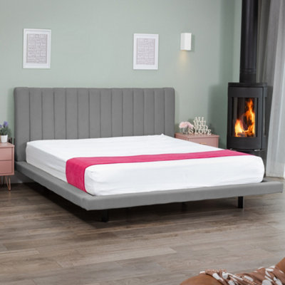 Ellendale 180cm Super King Velvet Floating Bed Frame - Dark Grey