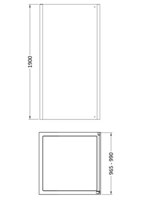 Ellenhall Contemporary Shower Enclosure 8mm Glass Side Panel, 1000mm ...