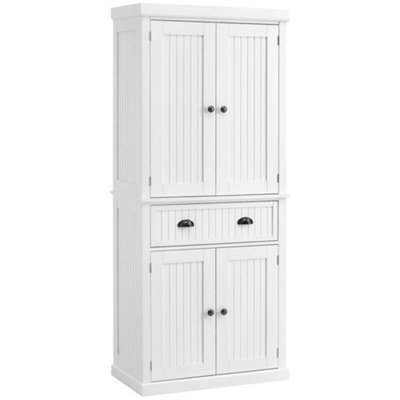 Ellu Soso Tall White Kitchen Storage Cabinet with Drawer and Adjustable ...