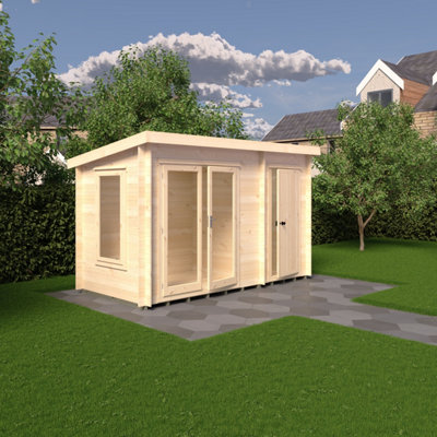 Elm 6Gx12 19mm Log Cabin with Side Storage